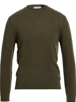 WOOL & CO Military Merino Wool Crewneck Sweater - Green