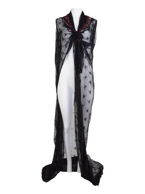 Natalia Petruch Everleigh Beaded Vest Cape In Bow Lace - Black