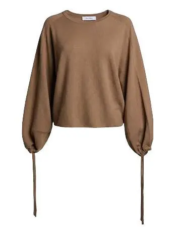 Max Mara Virgin Wool Sweater With Bell Sleeves - Beige