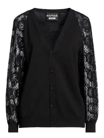 Moschino Cardigan With Lace Sleeves - Black