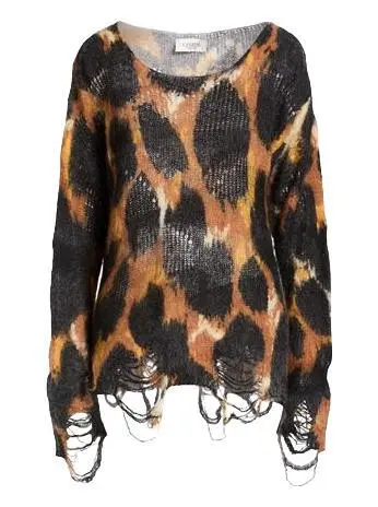LANEUS Alpaca Wool And Polyamide Distressed Sweater - Black