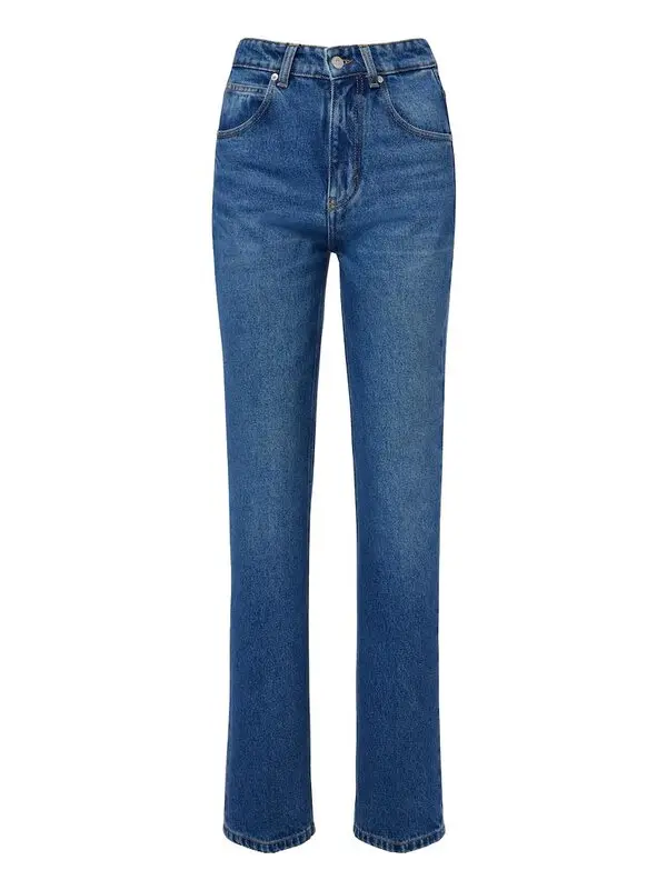 Victoria Beckham Julia Straight Jeans In Mid Wash - Blue