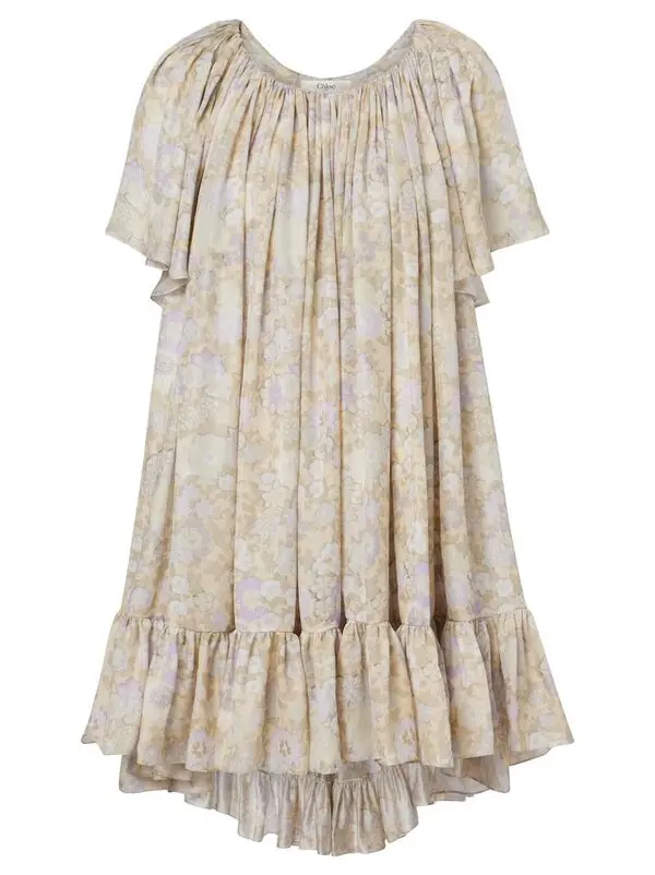 Chloé Floral Silk Charmeuse Ruffled Minidress - Multicoloured