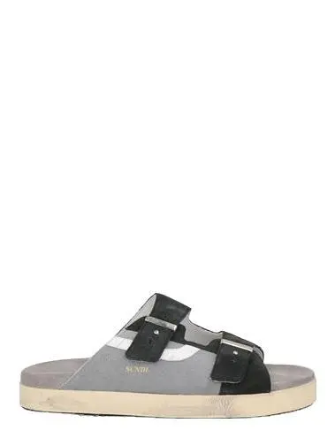 HIDNANDER Two-tone Leather And Textile Sandals - Silver