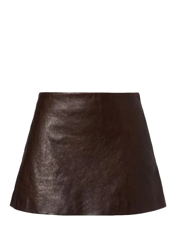 Balenciaga Leather Miniskirt - Brown