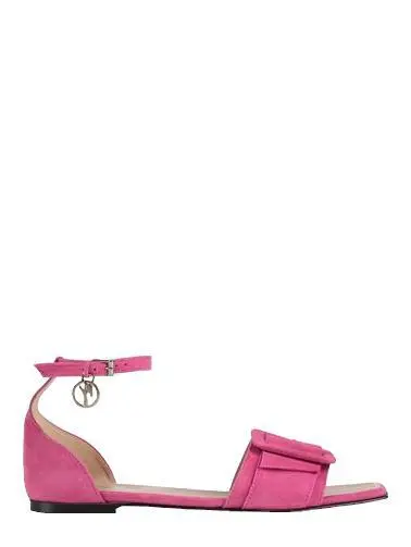 MANILA GRACE Suede Sandals With Buckle Detailing - Fuchsia