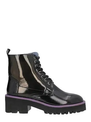 PREGUNTA Patent Leather Lace-up Ankle Boots - Black