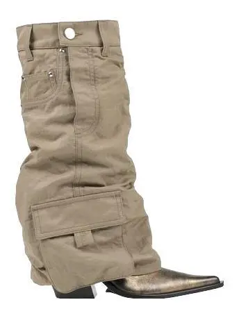 Elena Iachi Textile Fibers And Leather Boots - Khaki