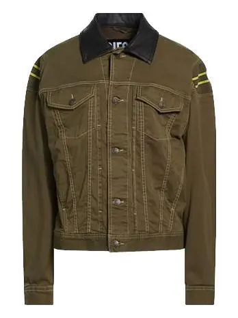 DIESEL® Cotton And Elastane Jacket With Goat Skin Accents - Green