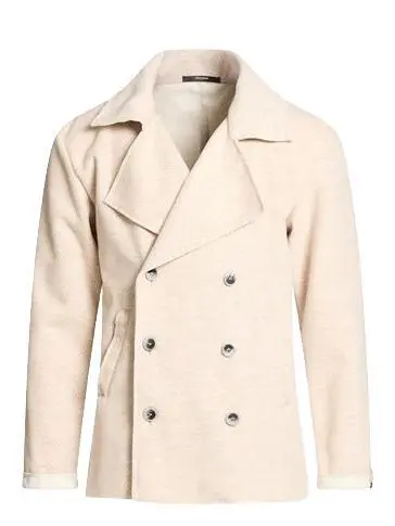 TAKESHY KUROSAWA Double Breasted Pea Coat With Herringbone Pattern - Beige