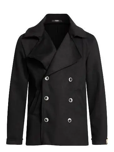 TAKESHY KUROSAWA Double Breasted Pea Coat With Herringbone Pattern - Black