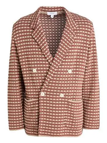 LARDINI Multicolor Intarsia-knit Cotton Double-breasted Blazer - Red