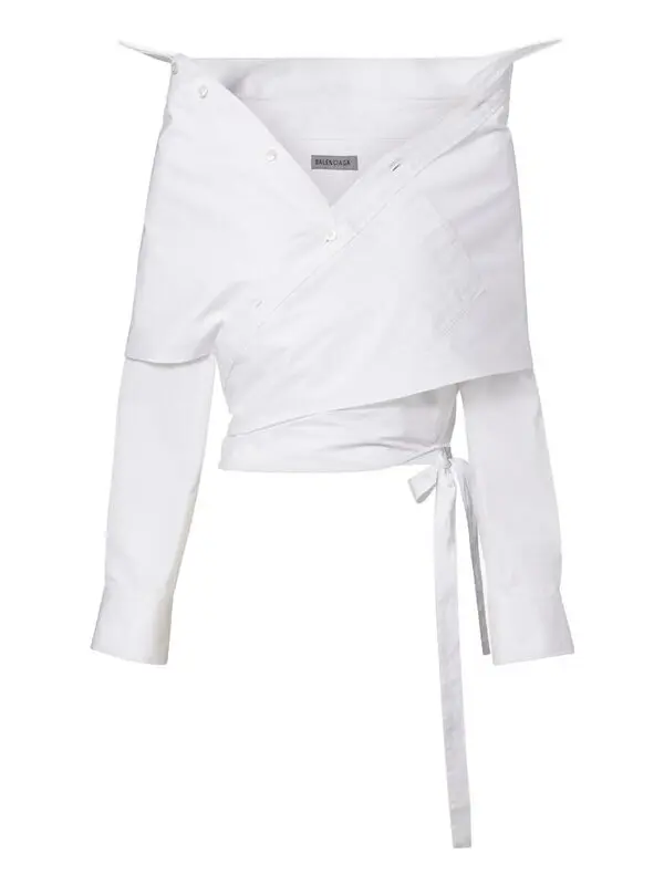 Balenciaga Off-shoulder Cotton Shirt - White