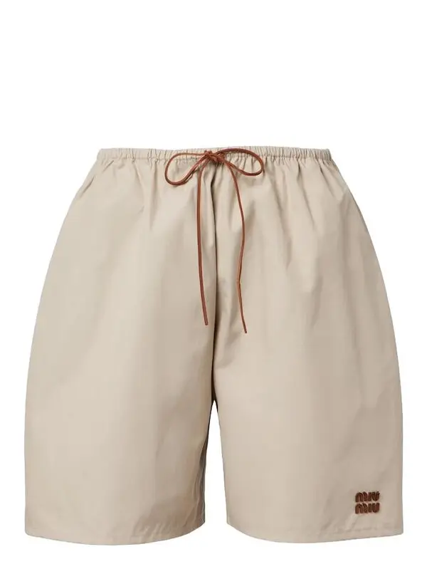 Miu Miu Cotton-blend Bermuda Shorts - Beige