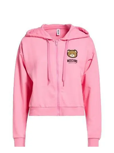 Moschino Hooded Sweatshirt With Appliqu - Pink
