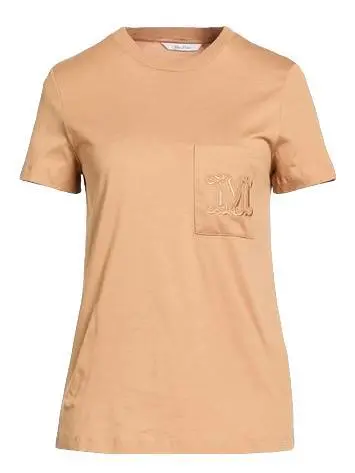 Max Mara Cotton T-shirt With Embroidered Logo Pocket - Beige