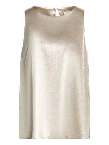 OTTOD'AME Sleeveless Crewneck Lamé Top - Gold