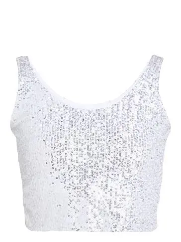 ALESSANDRA GALLO Sequin Embellished Cropped Top - Silver