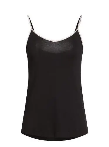 Majestic Filatures Viscose And Elastane Tank With Swarovski Crystal Embellishments - Black