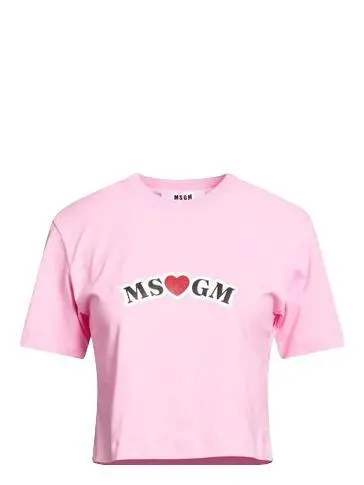 MSGM Cotton T-shirt With Logo Print - Pink