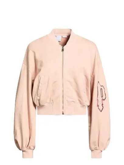 Pinko Light Cotton Sweatshirt With Embroidered Logo - Pink
