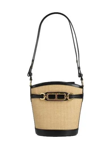 TOM FORD Cow Leather And Raffia Bucket Bag - Beige