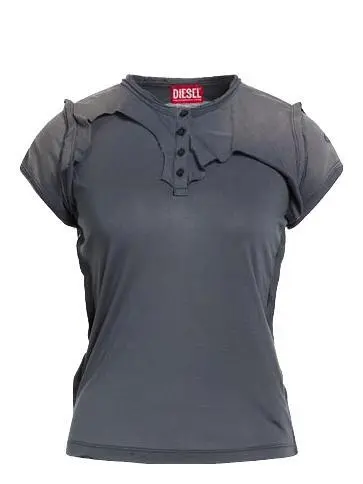 DIESEL® Henley T-shirt With Ruffle Detail - Grey