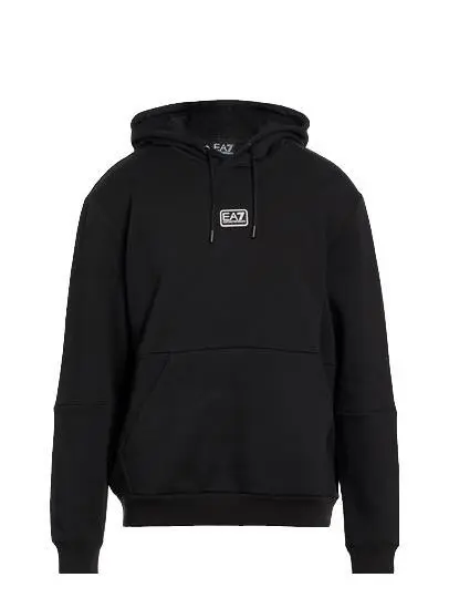 EA7 Cotton And Polyester Hooded Sweatshirt With Logo - Black