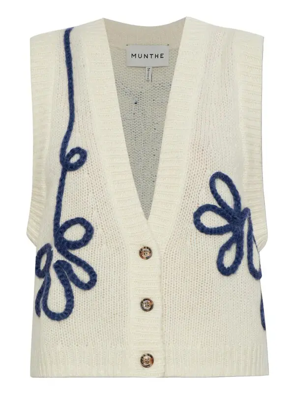 Munthe Nowland Vest With Floral Motif - Cream