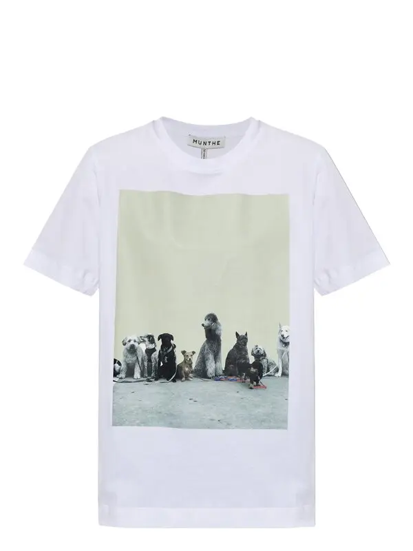 Munthe Nyla" Cotton T-shirt With Realistic Dog Print - White