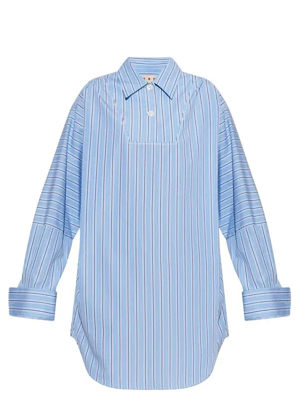 Marni Striped Cotton Shirt Dress - Blue