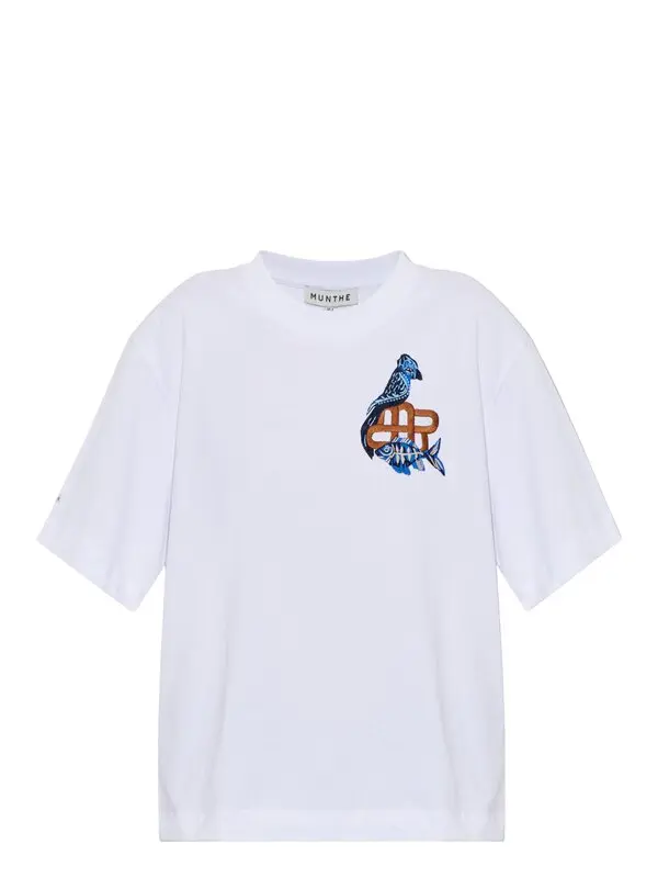 Munthe Nuri Embroidered Cotton Knit T-shirt - White