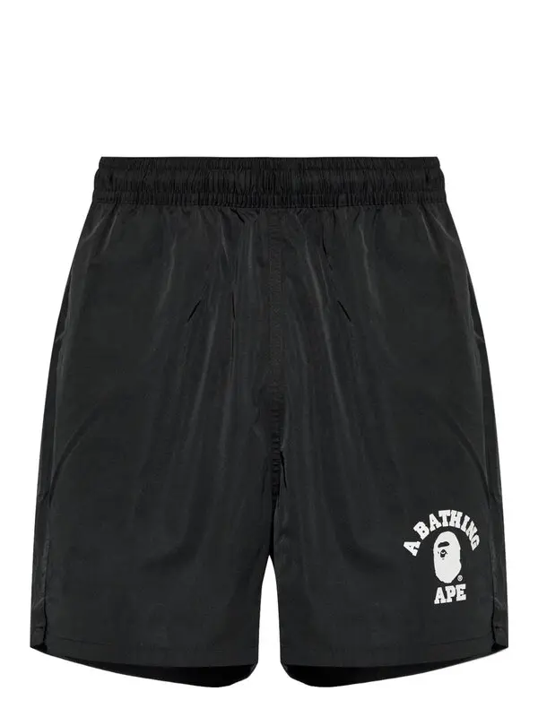 A BATHING APE Logo Print Technical Shorts - Black
