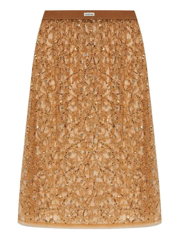 Munthe Ninia" Embellished Midi Skirt - Brown
