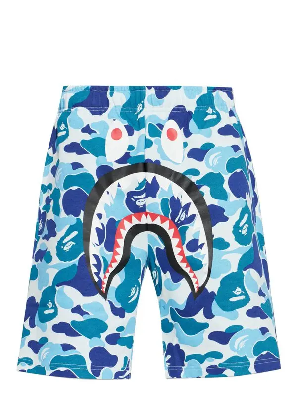 A BATHING APE Printed Camouflage Shark Jaw Shorts - Blue