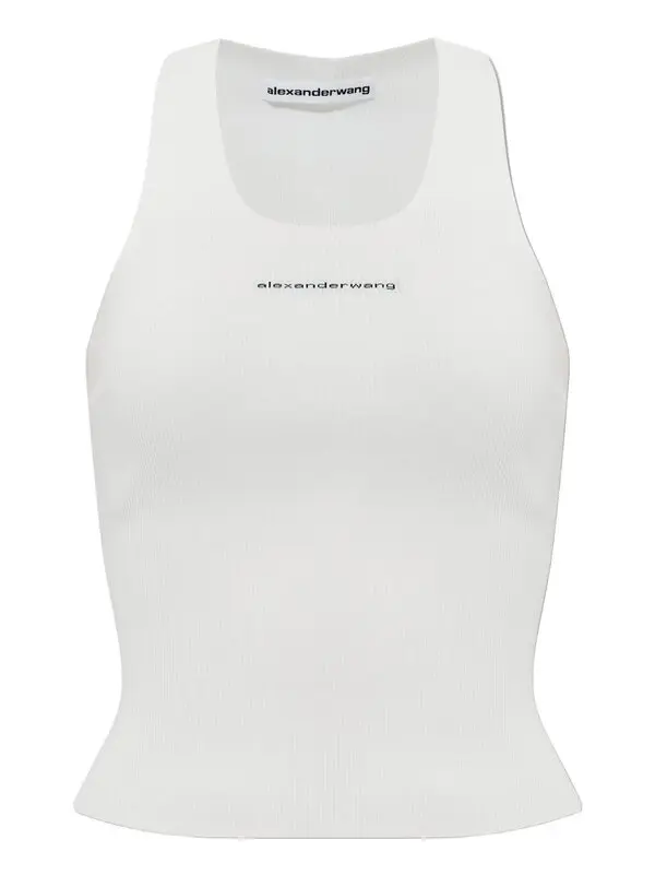 Alexander Wang Z" Logo Ribbed Tank Top - White