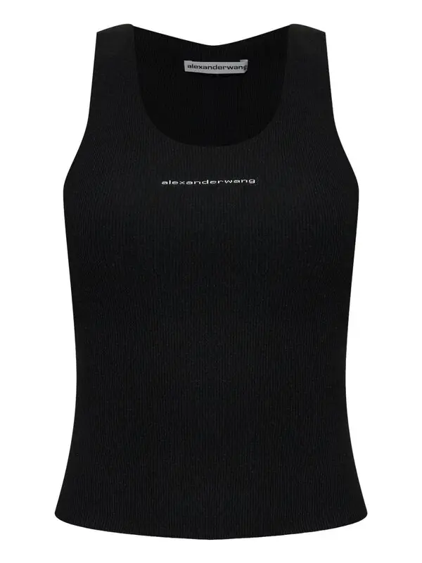 Alexander Wang Ribbed Knit Logo Tank - Black