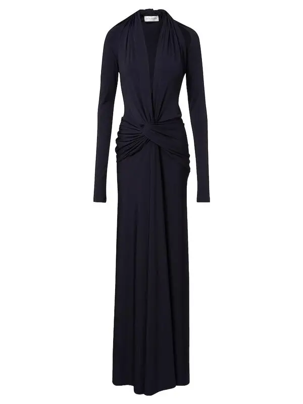 Victoria Beckham Gathered Jersey Gown - Blue