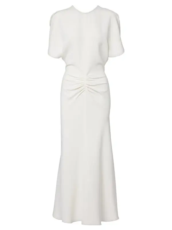 Victoria Beckham Bela Gathered Cady Midi Dress - White
