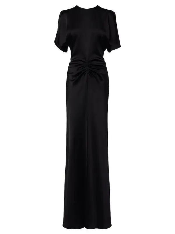 Victoria Beckham Isabella Gathered Satin Gown - Black