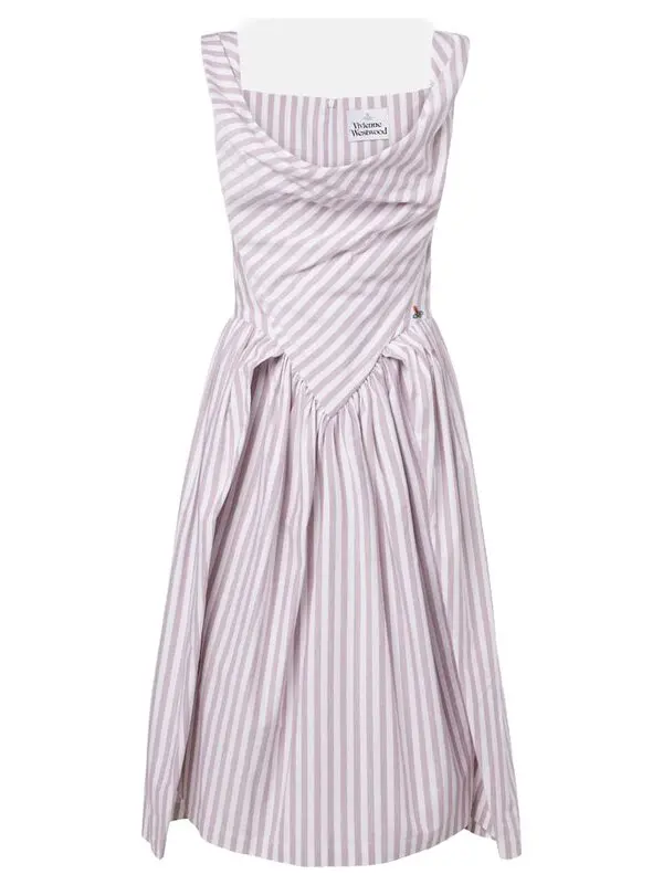 VIVIENNE WESTWOOD Stripe Cotton Midi Dress - Burgundy
