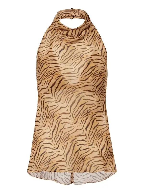 VIX PAULA HERMANNY X Rosie Huntington-whiteley Printed Halterneck Top - Brown