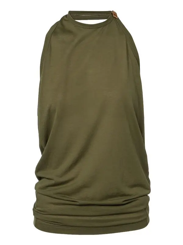 Balenciaga Draped Cotton-blend Top - Green