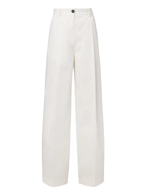 TOTEME Pleated Cotton Wide-leg Pants - White
