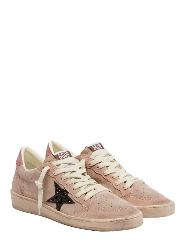 GOLDEN GOOSE Ball Star Glitter Suede Sneakers - Pink