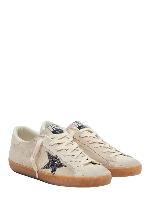 GOLDEN GOOSE Super-star Glitter Suede Sneakers - Beige