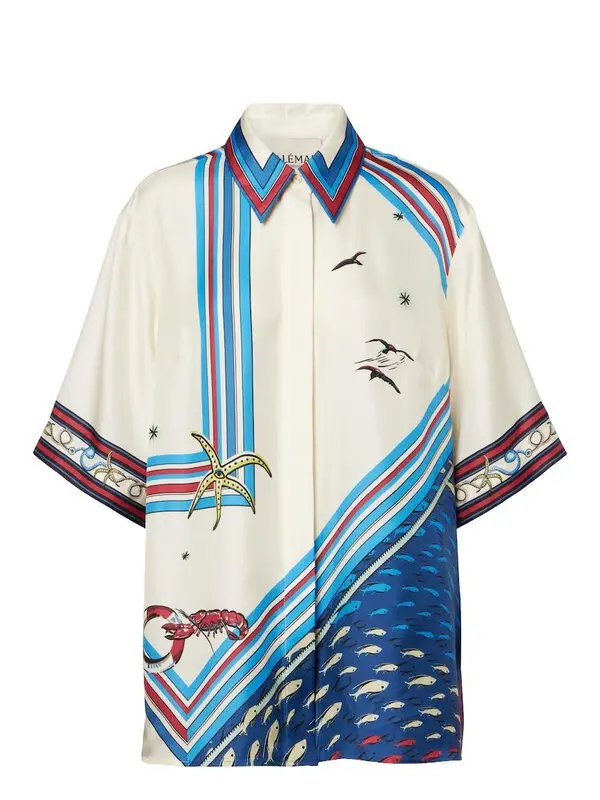 ALEMAIS Printed Silk Satin Shirt - Multicoloured