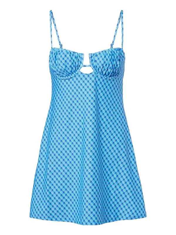 MONTCE Petal Plaid Minidress - Blue