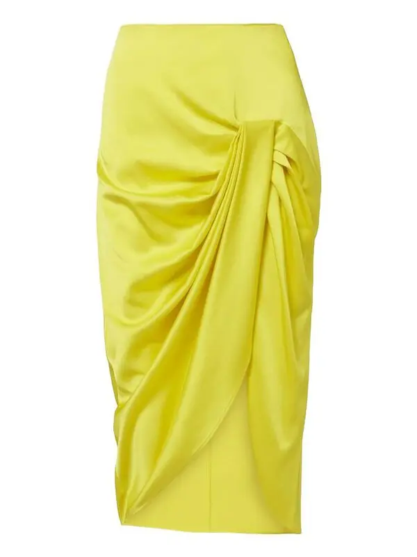 Stella McCartney Draped Satin Pencil Skirt - Yellow