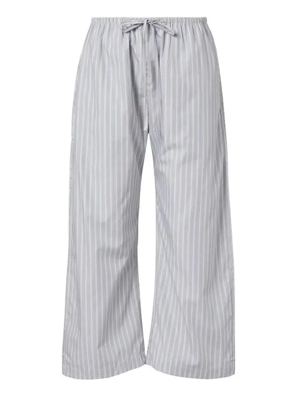 LESET Yoshi Striped Cotton-blend Wide-leg Pants - Grey